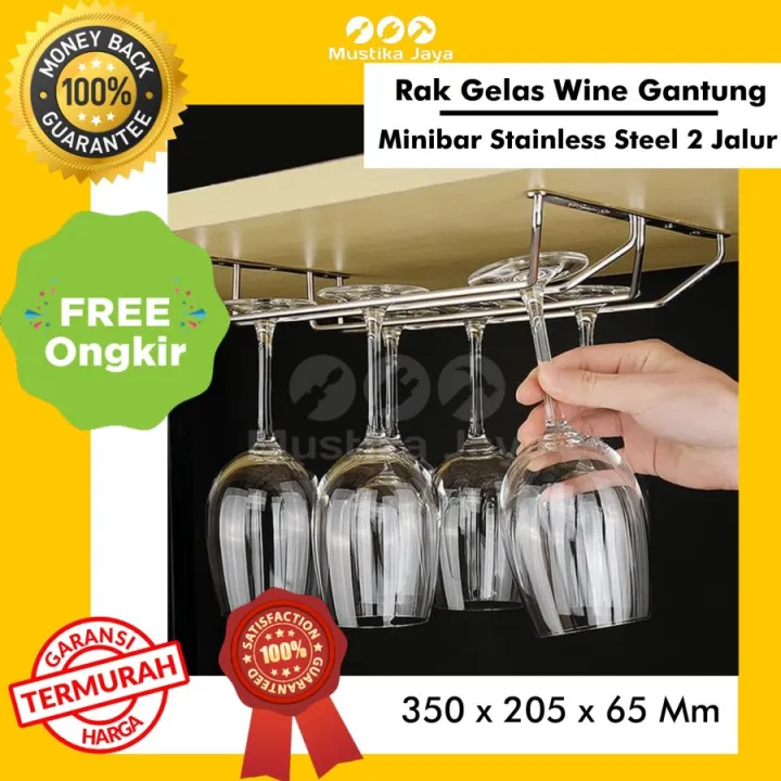 Rak Gelas Wine Gantung 2 Jalur Tempat Gelas Mini Bar Mewah | Lazada ...