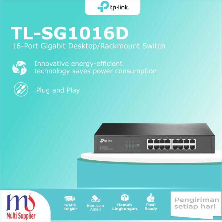 TP-LINK TL-SG1016D TPLINK 16 Port Gigabit Desktop/Rackmount Switch Hub ...