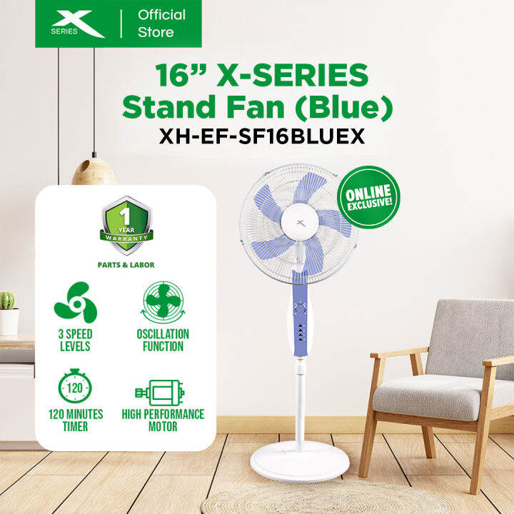 16-inches X-SERIES Stand Fan 3-Speed Levels Knife-shape Blade Thermally ...
