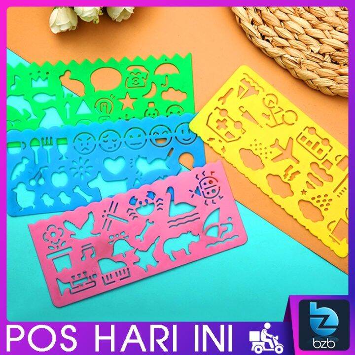 DIY CREATION 💥 4 In 1 Drawing Ruler Set Kids Children Art Craft Tools ...