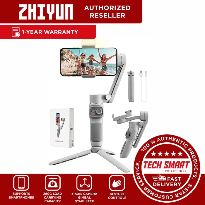 Zhiyun Smooth Q3 Handheld 3-Axis Smartphone Gimbal Stabilizer with Grip Tripod Vlog Compatible ...