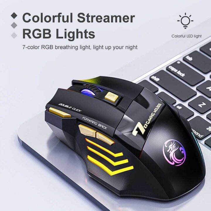 Wireless Gaming Mouse RGB Rechargeable 3200 DPI maouse Mos Mause Mose ...