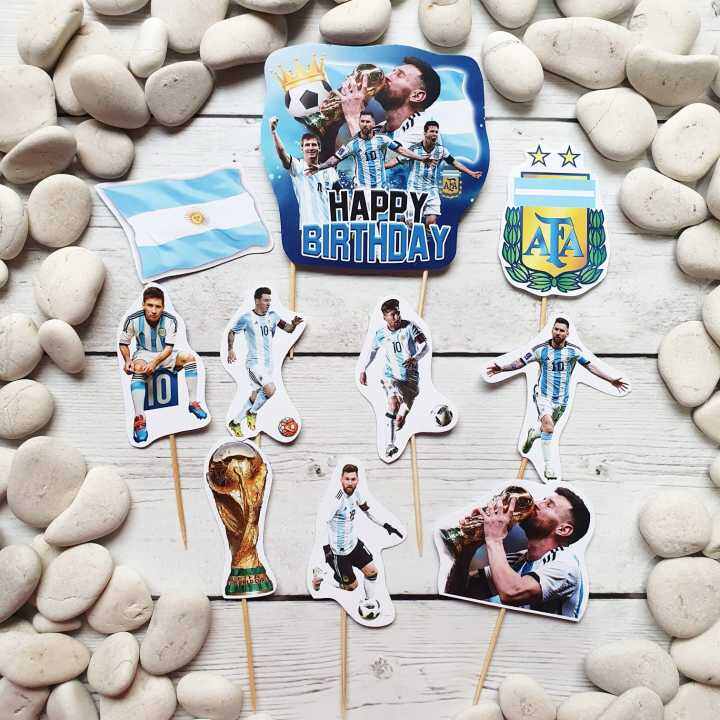 Lionel Messi Argentina Birthday Cake Topper Cupcake Pudding Tumpeng ...