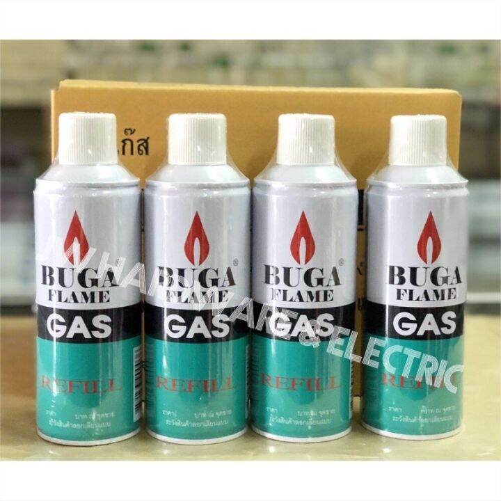 แก๊สไฟแช็ค BUGA GAS รุ่นรีฟิว (แพ็ค 4กระป๋อง) แก๊สกระป๋อง ใหญ่ 375ml ...