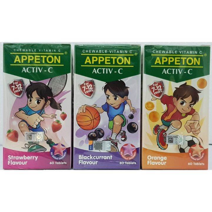 Appeton Activ-C Chewable Vitamin C 60's (orange/strawberry/blackcurrant ...