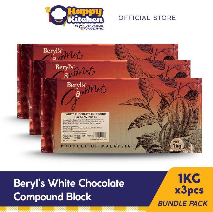 ♫Beryl's 24 White Chocolate Compound 1kg Block Set of 3 | Lazada PH