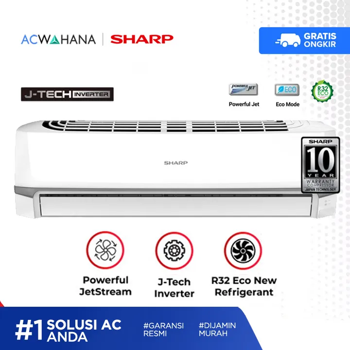 Sharp AC Split Dinding Inverter J-Tech Series 1 PK - AH-X10ZY | AHX10ZY | 10ZY | Lazada Indonesia