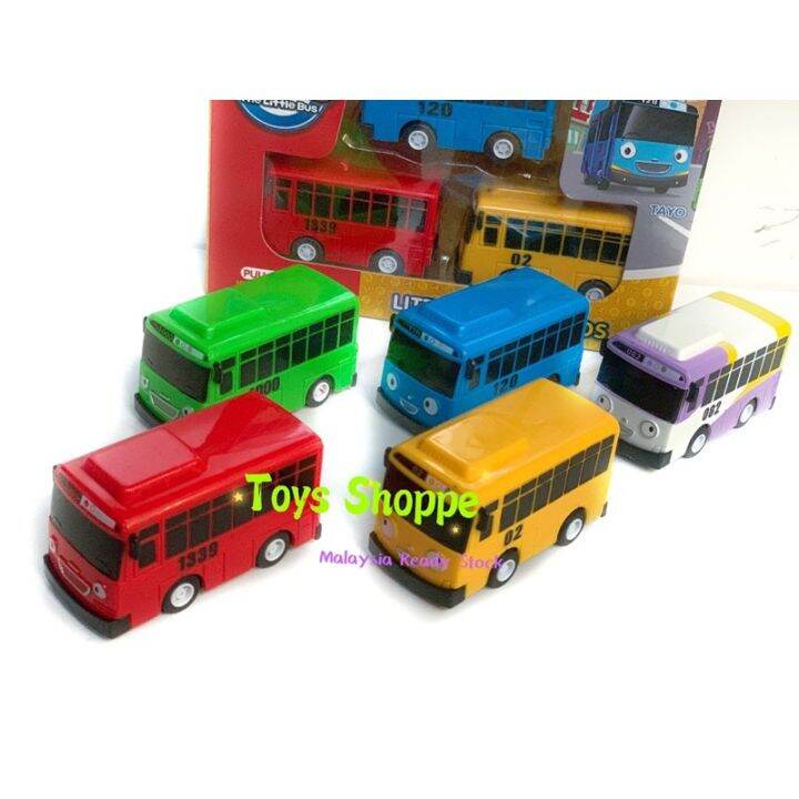 Ready Stock 5 IN 1 Set Tayo Bus Cartoon Pull Back Bus TAYO Little Bus ...