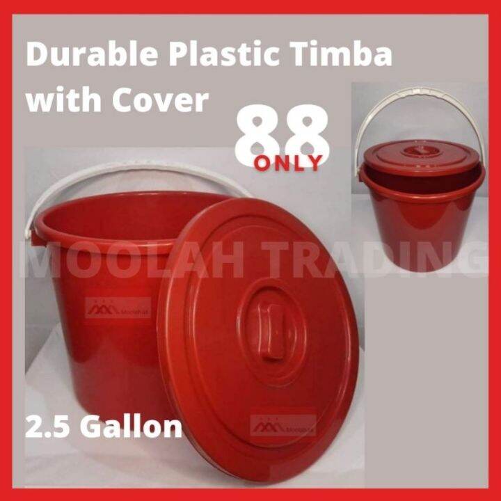 Moolah88 Durable Plastic Water container Timba Bucket pail with Cover 2 ...