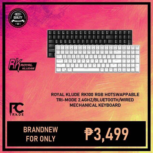 ⊿RK Royal Kludge RK100 100-key RGB Bluetooth2.4GHzWired Tri-Mode ...