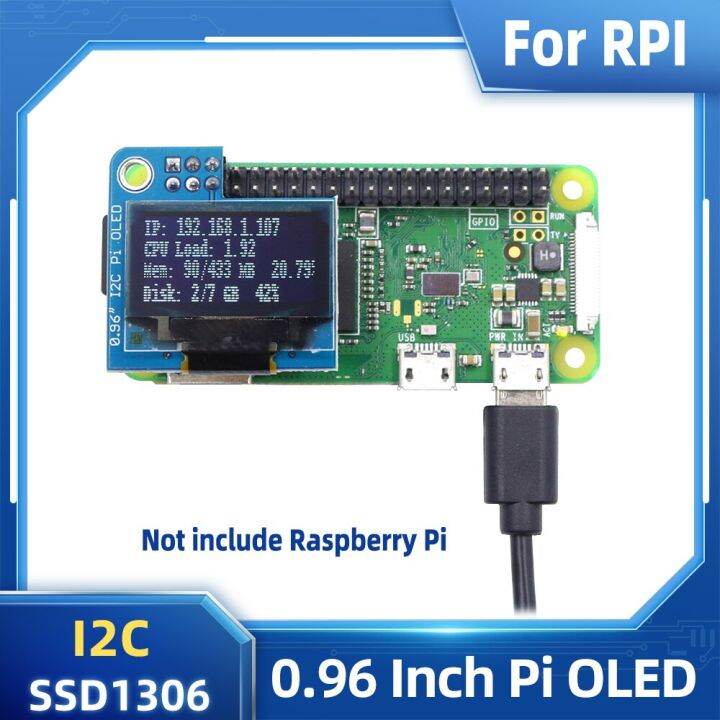 Raspberry P 0.96 Inch OLED I2C SSD1306 128 x 64 Blue Screen Display Module for Raspberry Pi 4B ...
