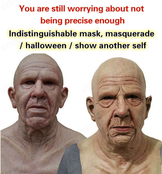 HeeHaa Halloween Hoax Freak Weird Props Bald Latex Sets Old People ...