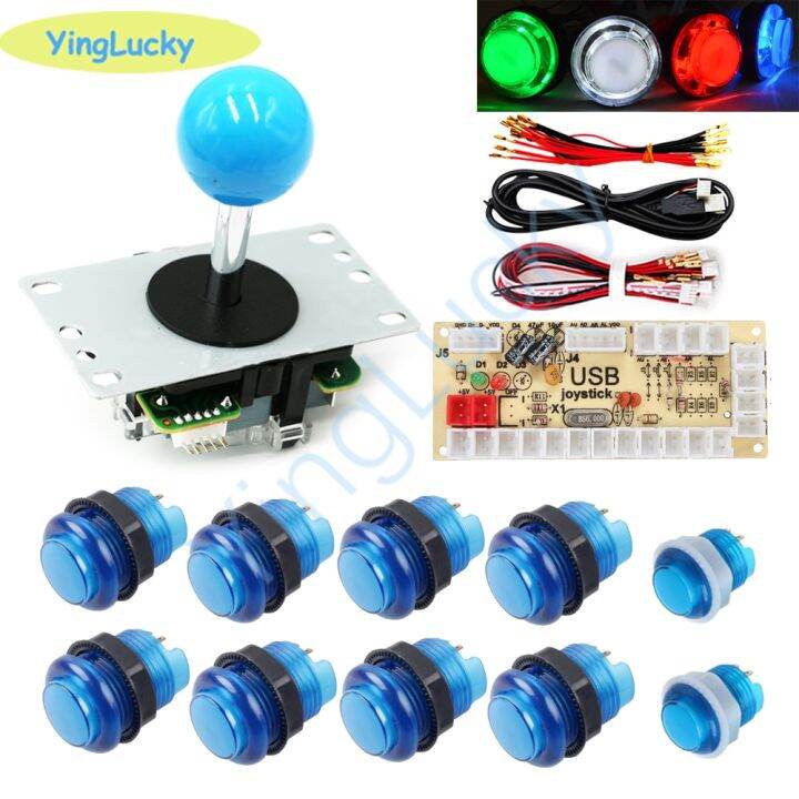 Arcade LED Buttons Kit Copy SANWA 5-Pin Joystick+10 LED Buttons+High ...