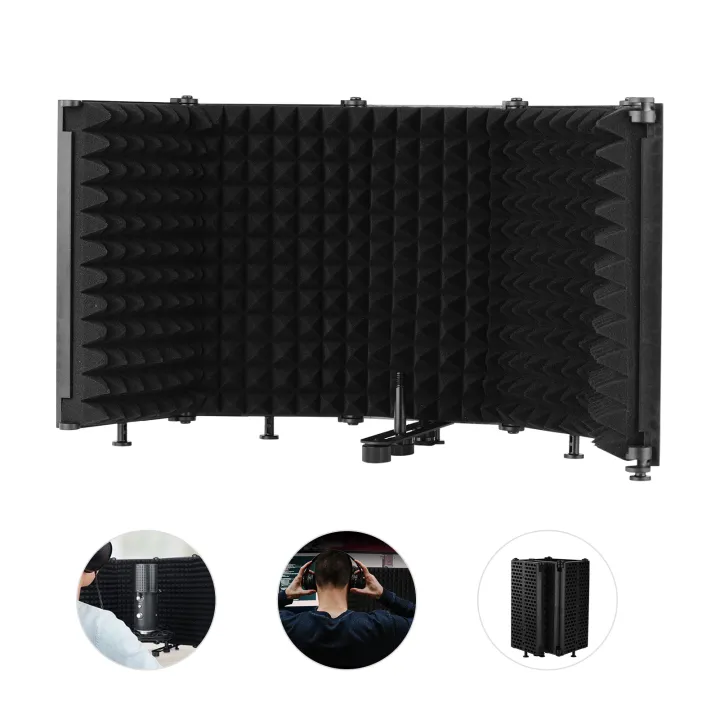 Microphone Isolation Shield Portable Tabletop Sound Absorbing Foam ...