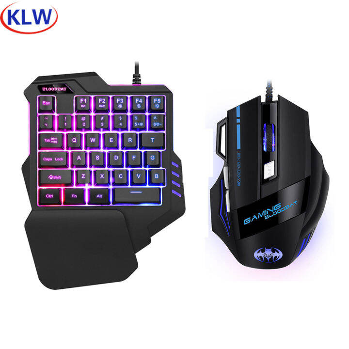 Gaming Keyboard And Mouse Combos RGB Backlit One-Handed Keypad Mice 3200 DPI with Game Converter ...