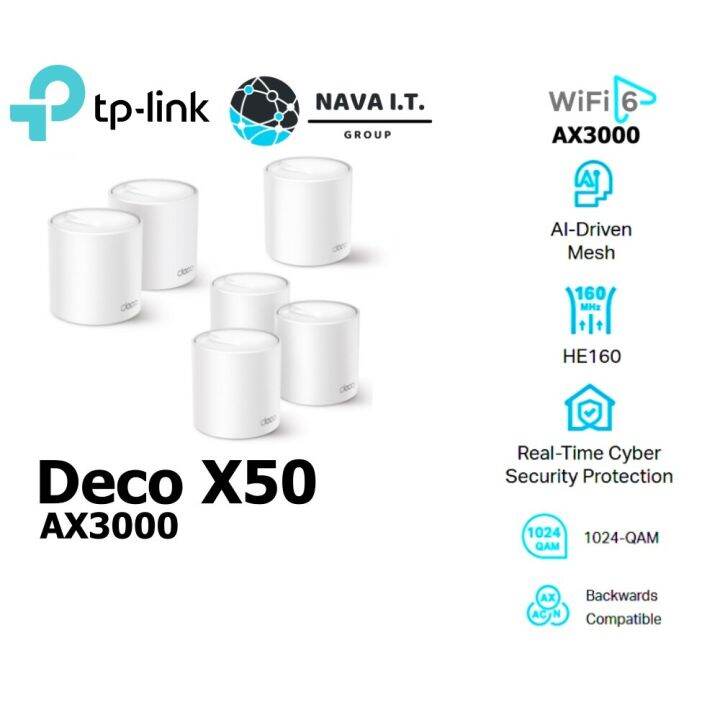 TP-Link Deco X50 AX3000 Whole Home Mesh WiFi 6 System รับประกันตลอดอายุ ...