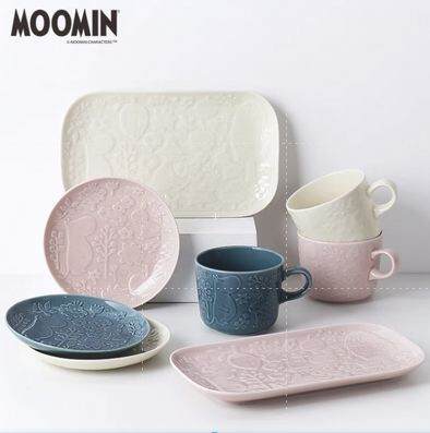 จานเซรามิก Yamaka x Moomin Embossed Plate พิมพ์ลานูน ชุดของขวัญ Gift ...