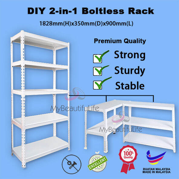 Boltless Rack 5 Levels (Fully Metal) Steel Rack Rak Besi Premium ...