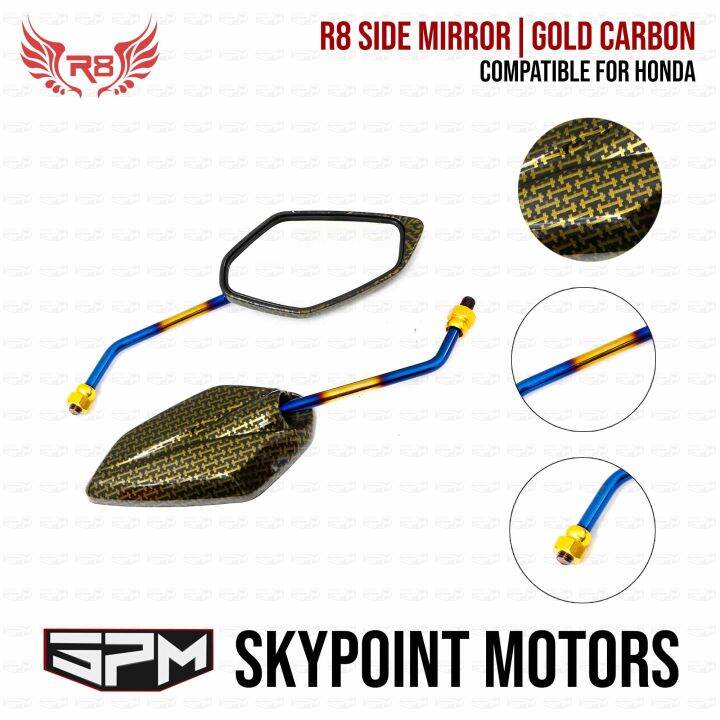 R8 MOTORCYCLE SIDE MIRROR GOLD/CARBON FOR HONDA (9810-189) | Lazada PH