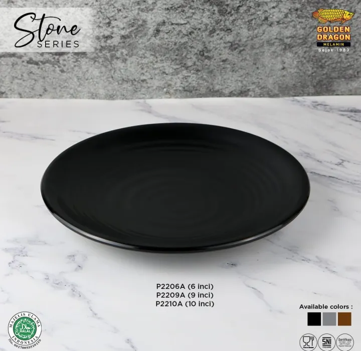 PIRING HOTEL P2206A Piring MELAMIN KECIL 6 INCH model tembikar HITAM ...