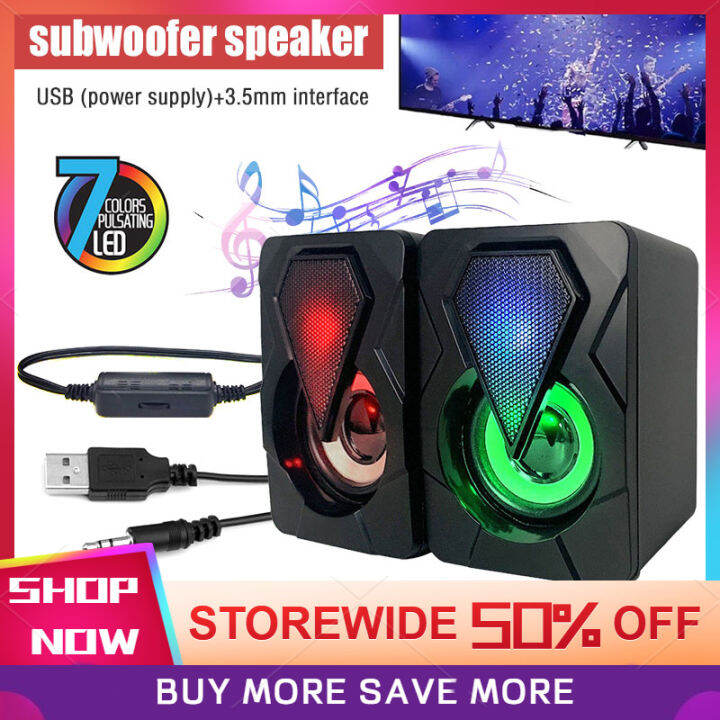 Stereo Speaker PC Computer Laptop RGB LED Gaming Speaker Murah Audio ...