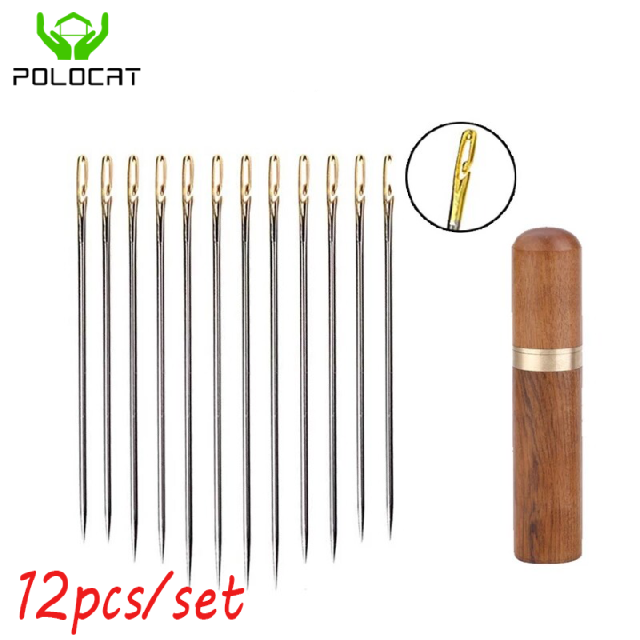 Polocat Needle-free Household Sewing Needle Storage Wooden Cylinder ...