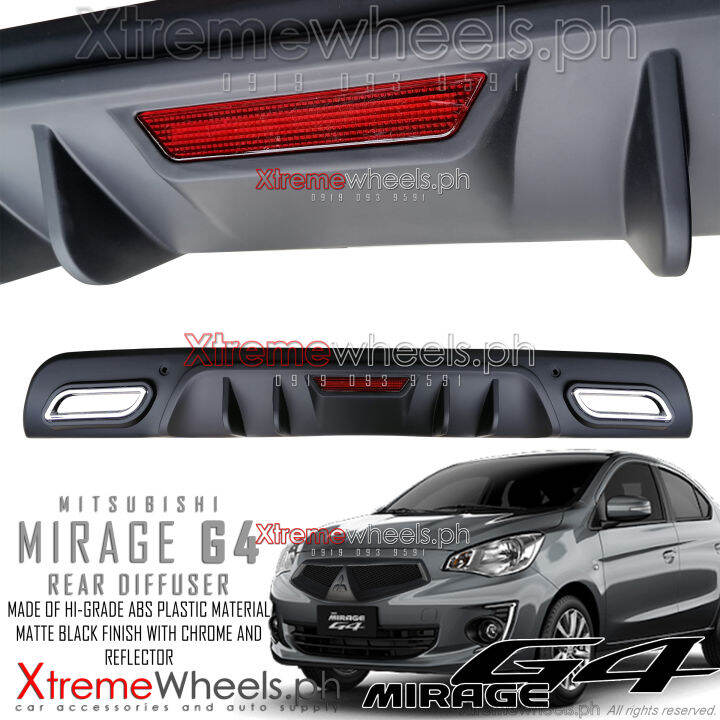 Mirage G4 GLX / GLS 2013-2017 Rear bumper Diffuser Matte Black with ...