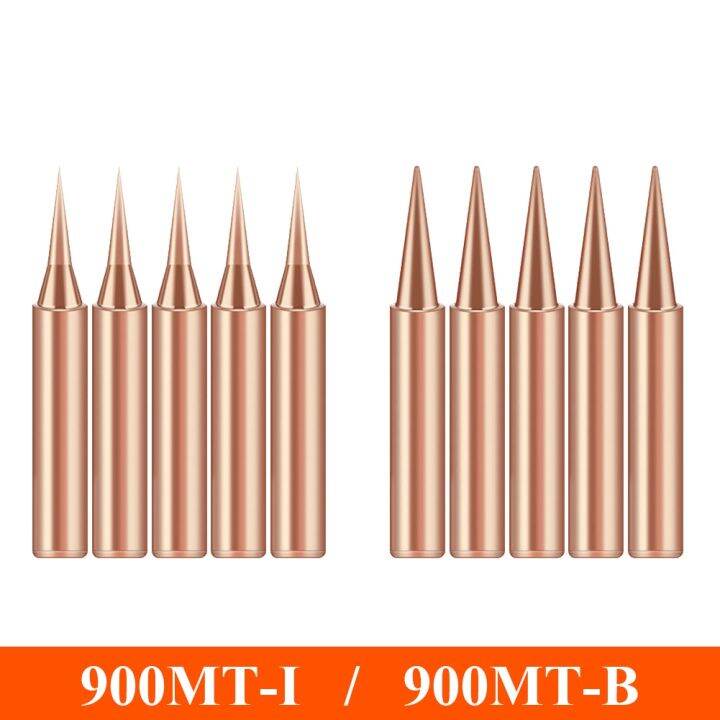 5Pcs 900M-T-I 900M-T-B Pure Copper Iron Tip Soldering Tip Rework Station Welding Head BGA ...