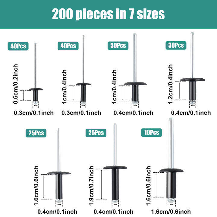 GUFUZI Aluminum Flange Blind Rivets 200Pcs Large Flange Blind Rivets ...