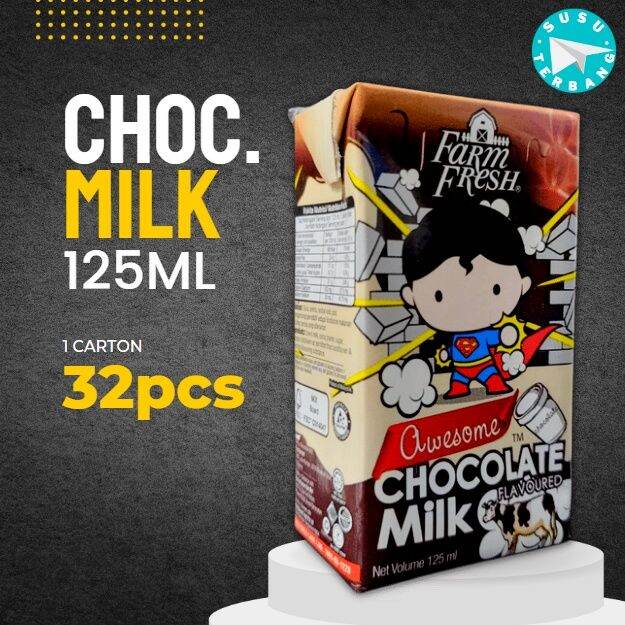 CARTON | 32pcs Chocolate Milk UHT 125ML (Susu Coklat) by Farm Fresh ...