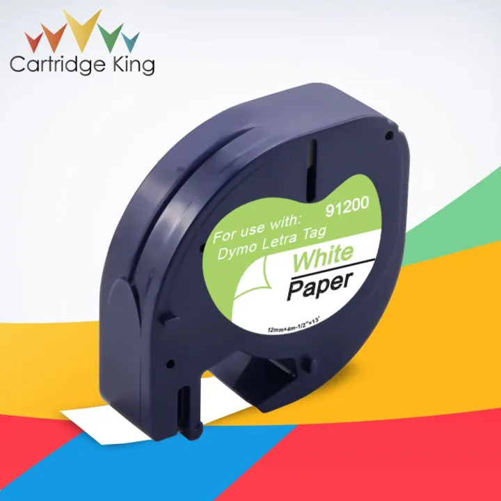 Paper Label Tape 91200 Black on White 12mm*4m for Dymo Letratag LT-100H ...
