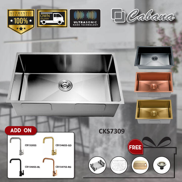 CABANA CKS7309 STAINLESS STEEL MATERIAL 75cm Undermount Single Bowl ...