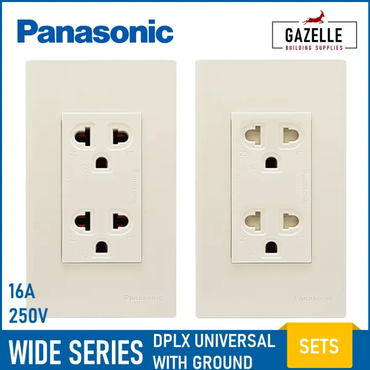 Panasonic Wide Series Duplex Universal Outlet with Ground (Shutter / No ...