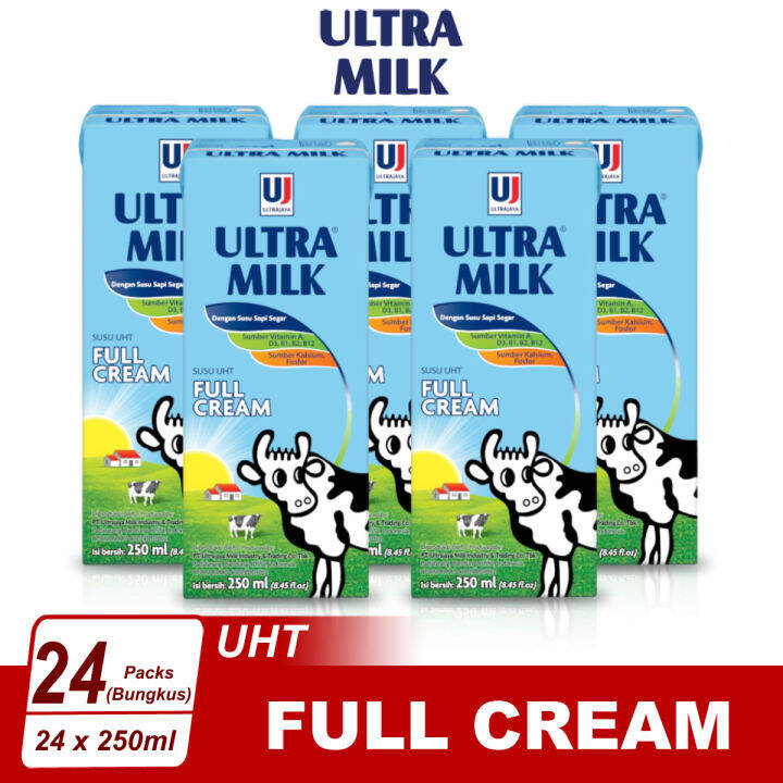 Ultra Milk Susu UHT Full Cream 1 Dus [24 Packs - 250ml] / Minuman Susu ...