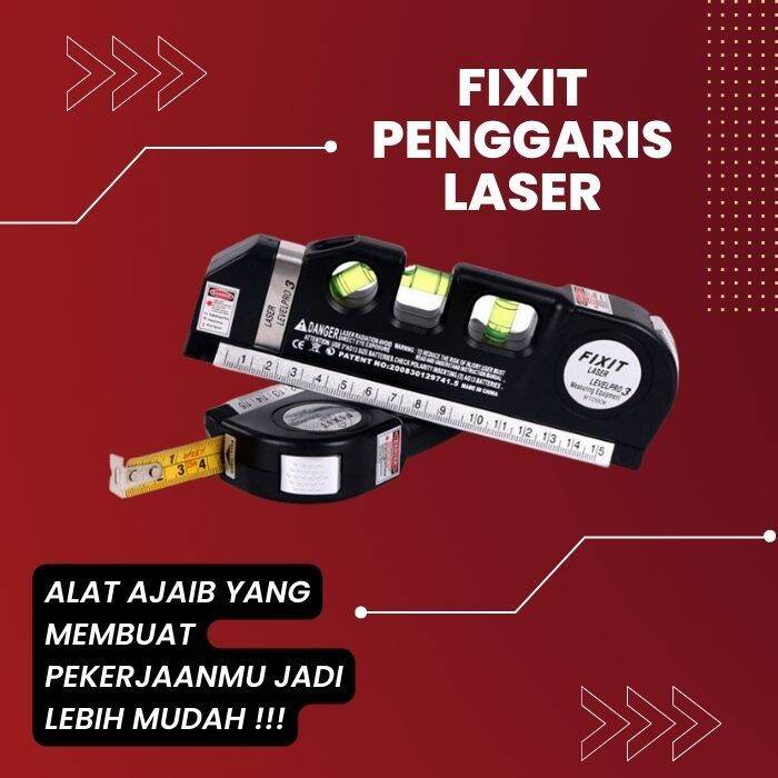 Penggaris Laser Waterpass Fixit Level Pro Meteran Laser 250 Cm Laser ...