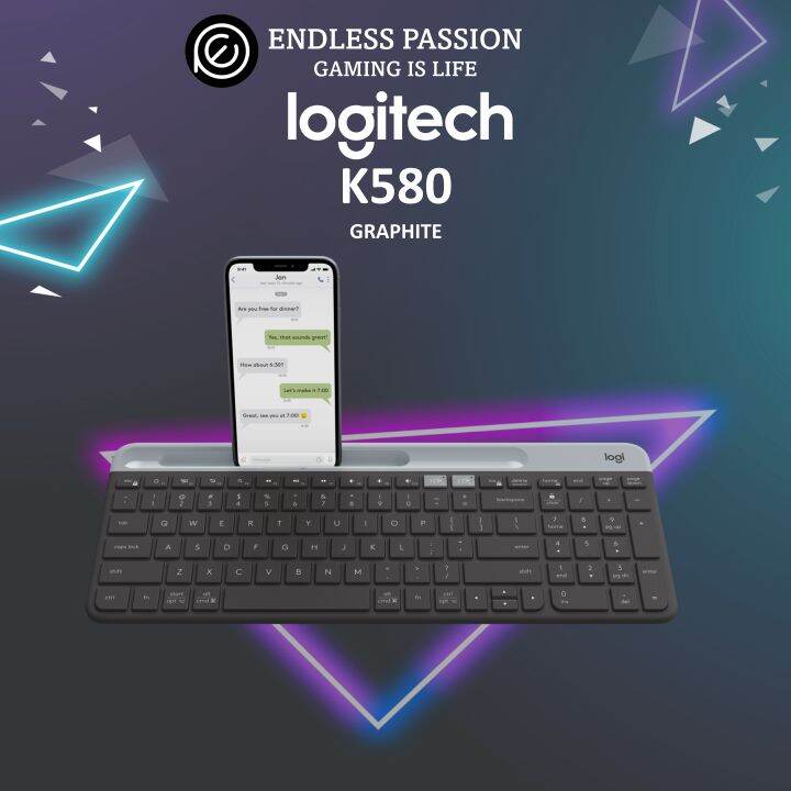 Logitech K580 Slim Multi-Device Wireless Keyboard for Chrome OS - Bluetooth/USB Receiver, Easy ...