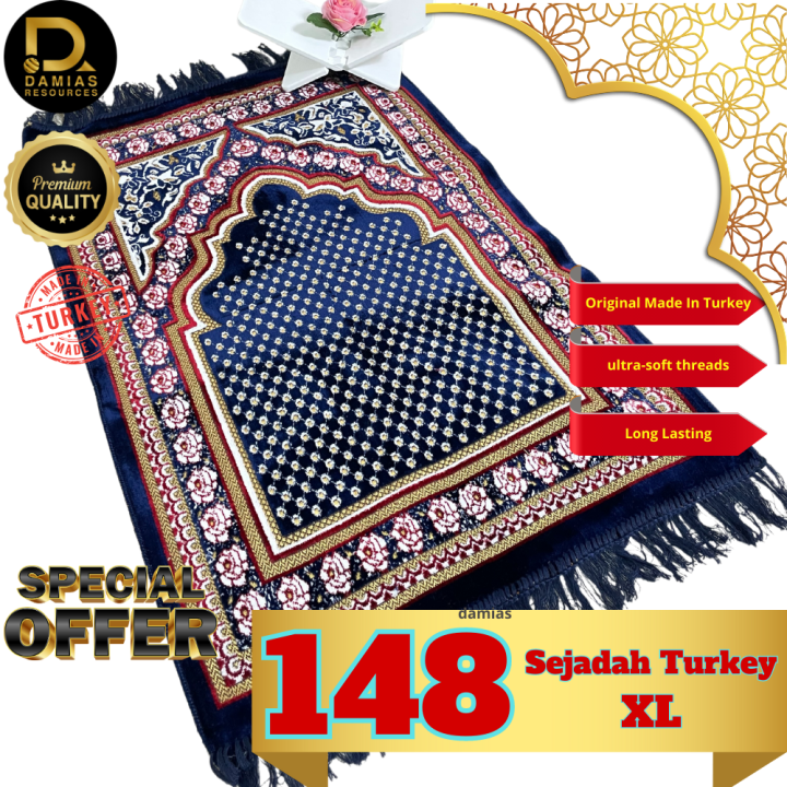 Sejadah Turkey VIP Berkualiti Tinggi 120 CM X 70 CM +/- New Design ...