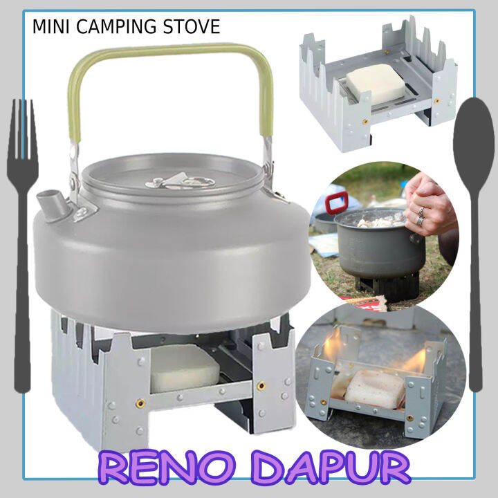 TABLET MINI CAMPING POCKET STOVE Portable Foldable Alcohol Wax Stove ...