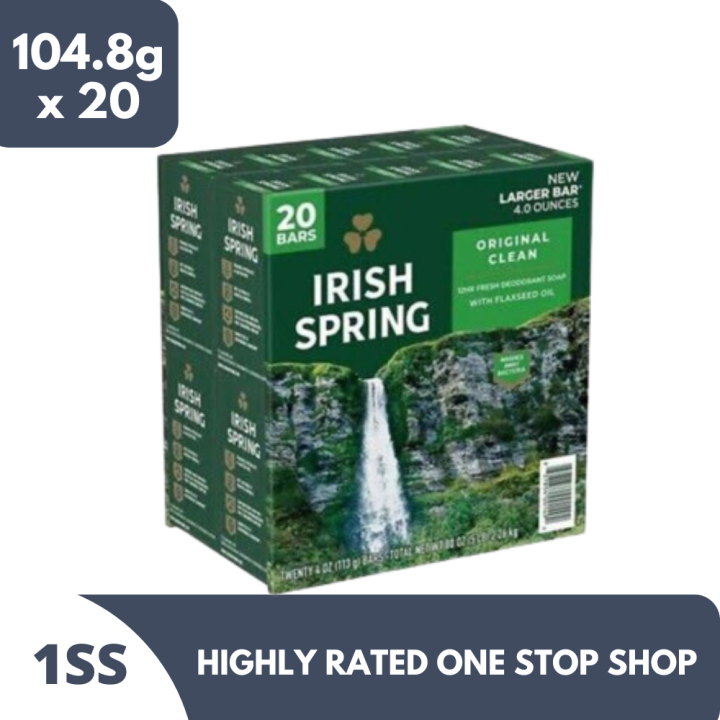 Irish Spring Original Clean Bar with Flaxseed 104.8g x 20 | Lazada PH