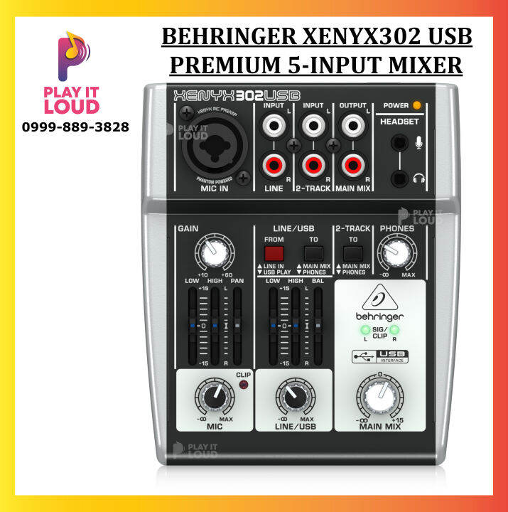 BEHRINGER XENYX 302USB PREMIUM 5-INPUT MIXER with MIC PREAMP and USB ...