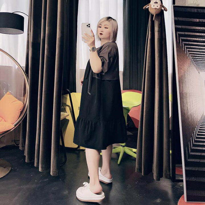 4XL 150KG Summer Dress NewPlus Size Women's Dress 120KG Fashion Trend Mid-Length Skirt Chubby ...