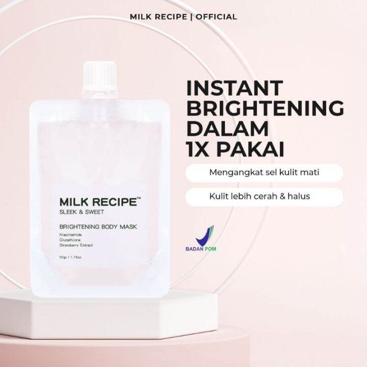 Milk Recipe Brightening Body Mask 50 gram - Masker Badan Whitening ...