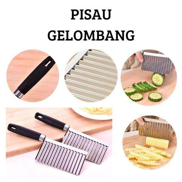 Pisau Pengiris Gelombang Gobed Pengiris Acar Kentang Gelombang | Lazada ...