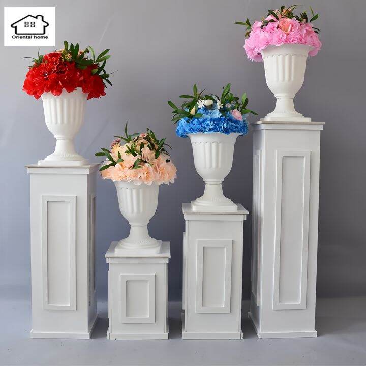 White Roman Pot Pillar Flower Pots Front Porch Planters Wedding Flower ...