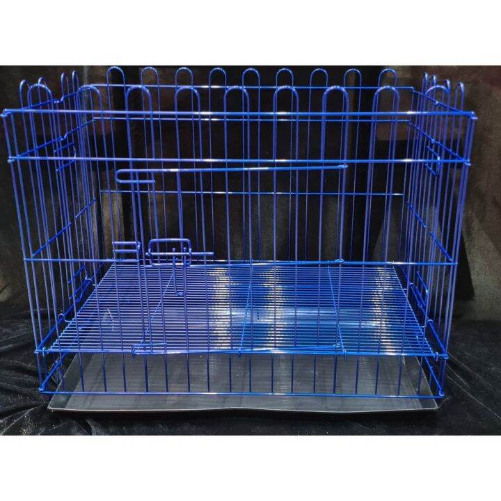 ☂METALIC COATED COLLAPSIBLE CRIB TYPE DOG CAGE WITH POOP TRAY LARGE AND ...