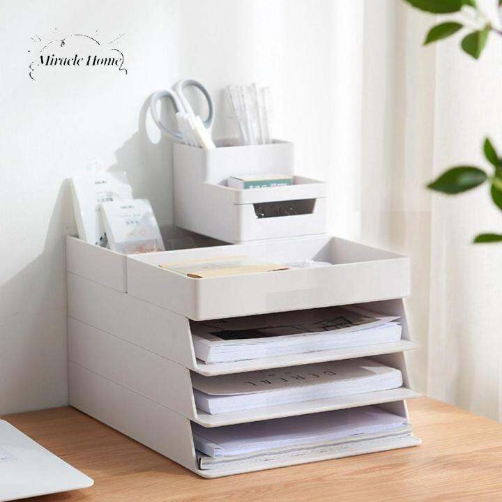 81RCW Desktop Organizer A4 File Storage Tray Papers Rack File Organizer ...