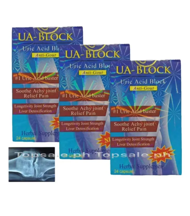 ( Set of 3 )Original UA-Block Uric Acid Block Anti Gout (24 Capsules ...