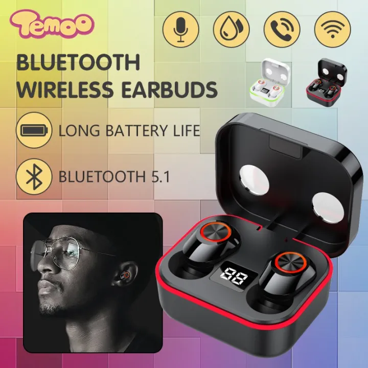 Temoo M8 TWS หูฟังบลูทูธหูฟังไร้สาย300มิลลิแอมป์ชั่วโมงกล่องชาร์จกีฬากันน้ำจอแสดงผลดิจิตอลหูฟัง ...
