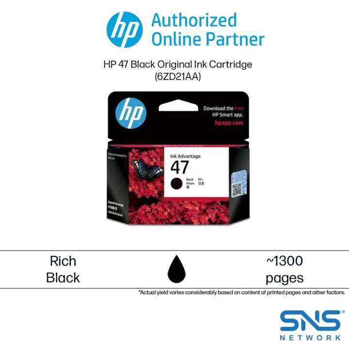 HP 47 Black / Tri-Color Original Ink Advantage Cartridge 6ZD21AA ...