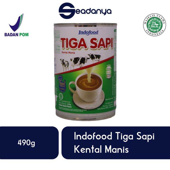 Tiga Sapi Kental Manis - Krimer Tiga Sapi Indofood 490g - Halal MUI & BPOM | Lazada Indonesia